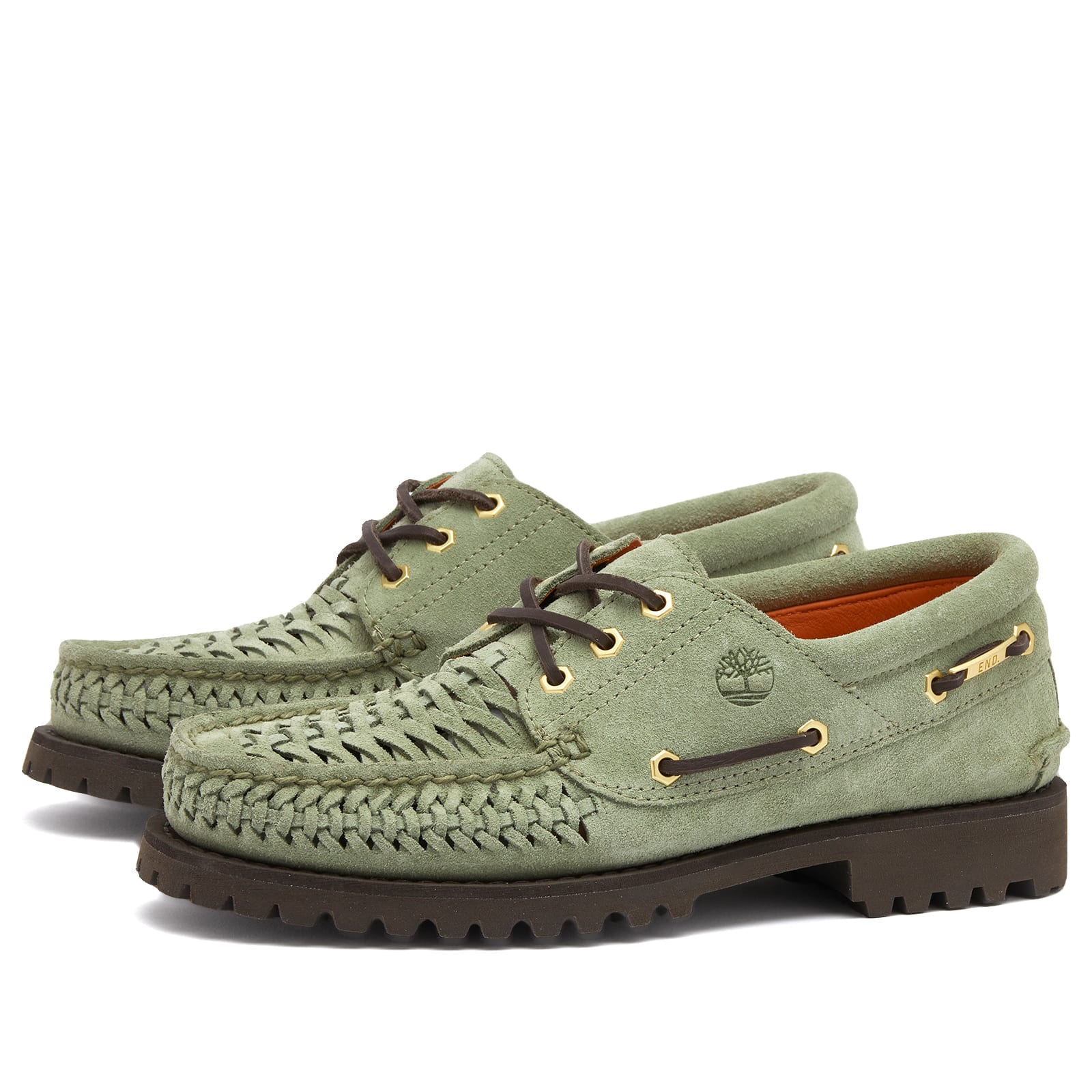 Timberland X Authentic 3-Eye Lug Boat Shoe In Light Green Suede